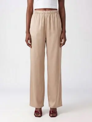 Loulou De Saison Pure Silk Palazzo Pants With Elasticated Waist - Beige