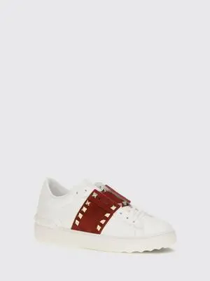 Valentino Garavani Rockstud Untitled Leather And Suede Lace-up Sneakers - Red