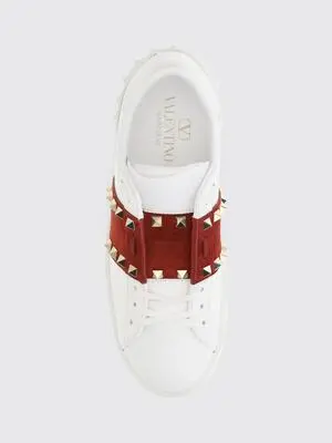 Valentino Garavani Rockstud Untitled Leather And Suede Lace-up Sneakers - Red