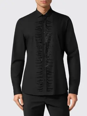 Philipp Plein Cotton Poplin Shirt With Rhinestones - Black