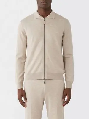 Brioni Cotton And Cashmere Polo Cardigan - Grey