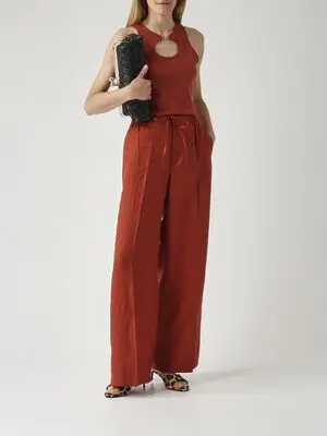 TWINSET Linen Palazzo Trousers