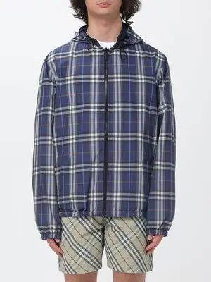 Burberry Check Polyester Jacket - Blue