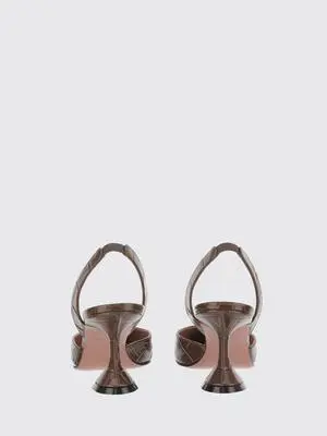 Amina Muaddi Holli Croc-effect Leather Slingback Pumps - Brown