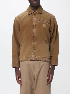 Carhartt Work In Progress Og Detroit Cotton Jacket With Zip Closure And Logo Patch - Brown
