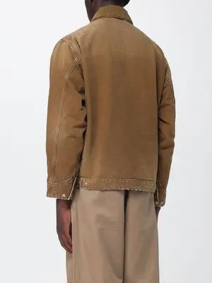 Carhartt Work In Progress Og Detroit Cotton Jacket With Zip Closure And Logo Patch - Brown