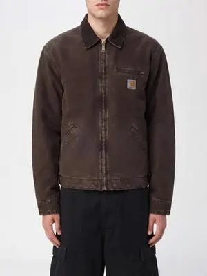 Carhartt Work In Progress Og Detroit Cotton Jacket With Zip Closure And Logo Patch - Tobacco