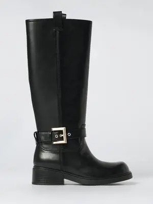 Armani Exchange Knee High Boots With Buckled Detail - Black