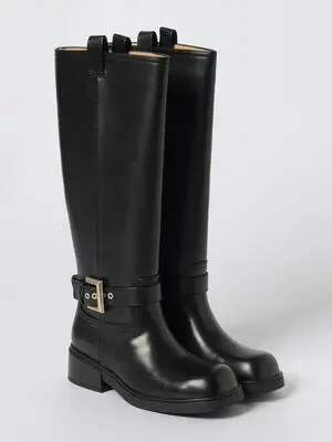 Armani Exchange Knee High Boots With Buckled Detail