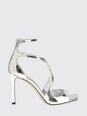 JIMMY CHOO Azia Laminated Patent Leather Sandals - Silver