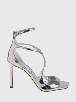 JIMMY CHOO Azia Laminated Patent Leather Sandals - Silver