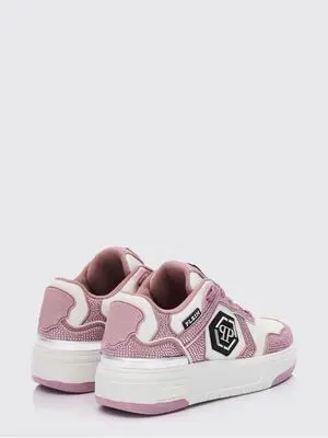 Philipp Plein Sk8r Rhinestone Embellished Leather Sneakers - Fuchsia