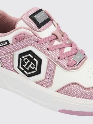 Philipp Plein Sk8r Rhinestone Embellished Leather Sneakers - Fuchsia