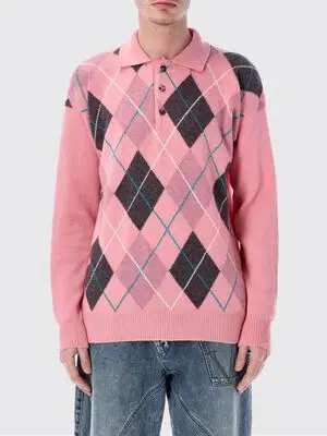 JW Anderson Diamond Pattern Wool Knit Polo Shirt - Pink