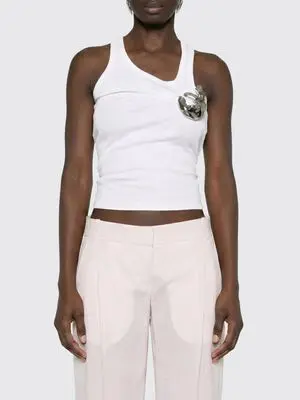 Coperni Asymmetric Cotton Top With Detail - White