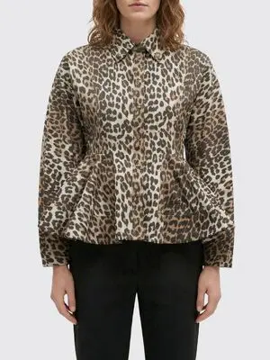 GANNI Leopard Print Button-up Shirt