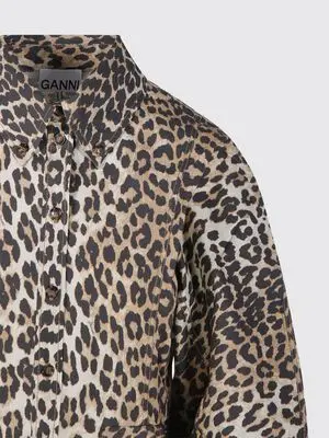 GANNI Leopard Print Button-up Shirt