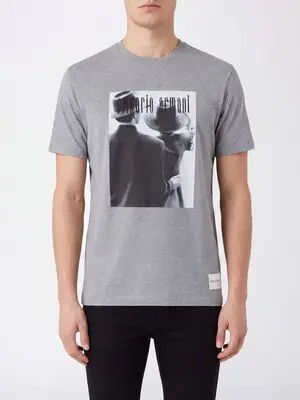 Emporio Armani Graphic Print Cotton T-shirt With Contrast Logo - Grey 1