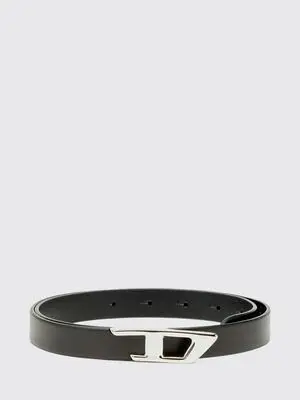 DIESEL® Leather Belt With Oval D Monogram Buckle - Black