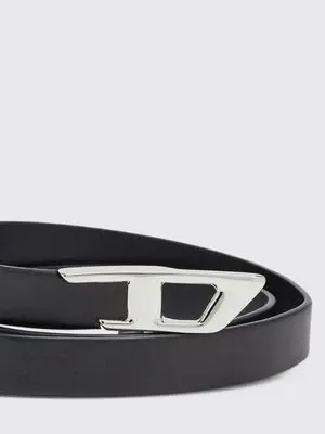 DIESEL® Leather Belt With Oval D Monogram Buckle