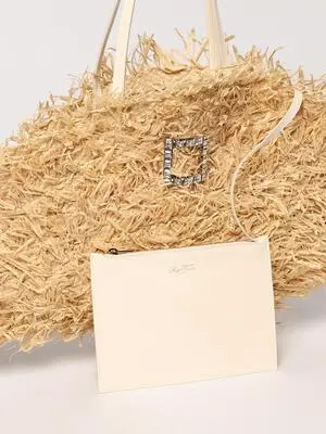 ROGER VIVIER Raffia Tote Bag With Embellished Buckle