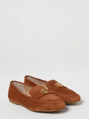 Ralph Lauren Suede Loafers With Metallic Logo Detail - Brown