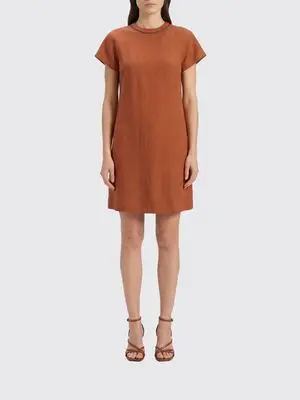Brunello Cucinelli Viscose And Linen Sheath Mini Dress - Brick Red