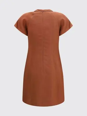 Brunello Cucinelli Viscose And Linen Sheath Mini Dress - Brick Red