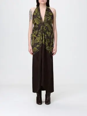 TELA Silk Blend Midi Dress With Floral Print - Brown