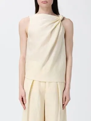 TELA Linen Blend Draped Top - Yellow