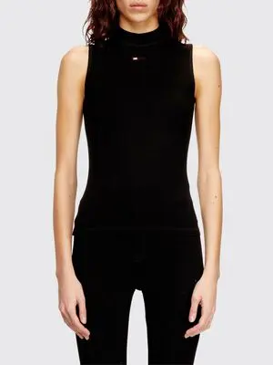 DIESEL® Sleeveless High Neck Jersey Top - Black