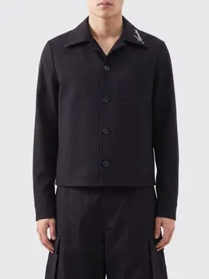 Amiri Cotton Shirt Jacket With Cuban Collar And Embroidered Logo