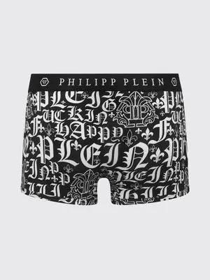 Philipp Plein Stretch Cotton Blend Boxer Shorts With Lettering Print