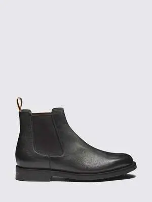 Santoni Chelsea Boots In Grained Calf Leather - Black