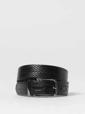 Emporio Armani Woven Leather Belt - Black
