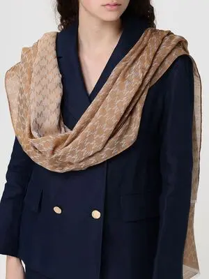 Max Mara Cotton And Wool Scarf With Logo - Brown