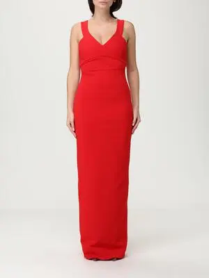 Solace London Long Crêpe Dress - Red
