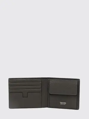 TOM FORD Bifold Calf Leather Wallet With Coin Pocket And Laminated Logo