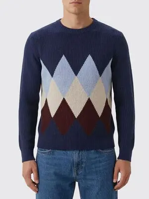 BALLANTYNE Cotton Crewneck Pullover With Diamond Pattern - Blue