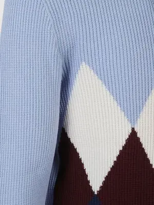 BALLANTYNE Cotton Crewneck Pullover With Diamond Pattern - Gnawed Blue