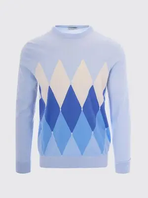 BALLANTYNE Diamond Pattern Cotton And Cashmere Knit Jumper - Blue
