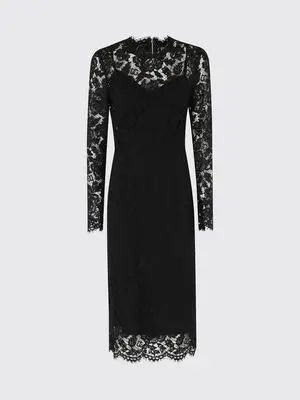 Dolce & Gabbana Long-sleeved Lace Midi Sheath Dress - Black