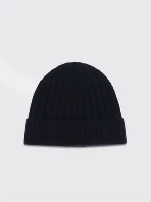 Kiton Ribbed Merino Wool Beanie With Jacquard Logo