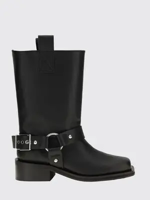 GANNI Recycled Leather Biker Boots - Black