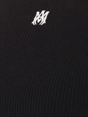 Amiri Slim Fit Ribbed-knit Top With Embroidered Monogram