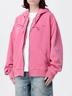 Carhartt Work In Progress Cotton Zip Up Hoodie - Pink