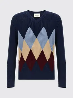 BALLANTYNE Cotton Pullover With Diamond Pattern - Blue 1