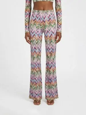 Missoni Flared Jersey Trousers With Zig-zag Motif - Multicolor