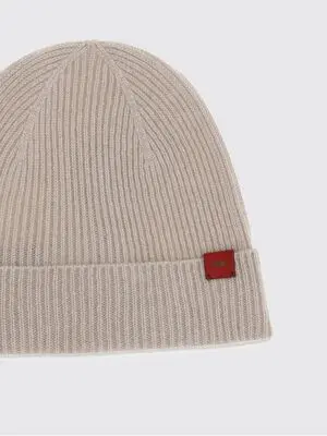 Kiton Ribbed Merino Wool Beanie With Applied Logo