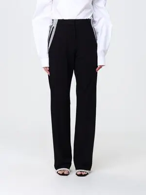 Coperni Tailored Trousers In Virgin Wool Blend With Glitter Ribbon - Black